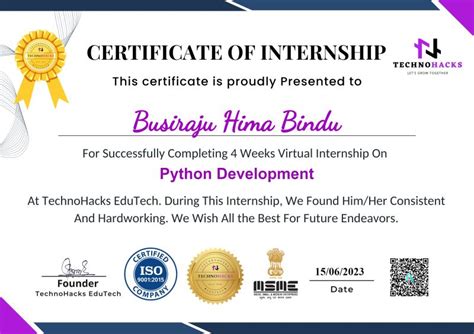 Bindu Busiraju On Linkedin Technohacksedutech Mr Internship Intern Technohacks
