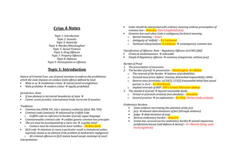 criminal law lecture notes lectures 1 13 crim a notes topic 1