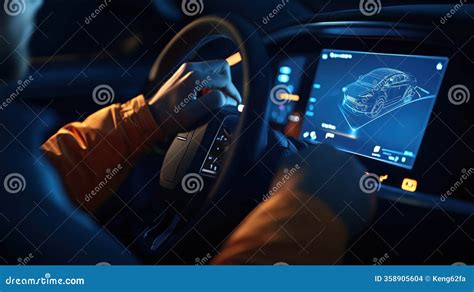 Person Interacting With Futuristic Holographic Interface Royalty Free Cartoon Cartoondealer