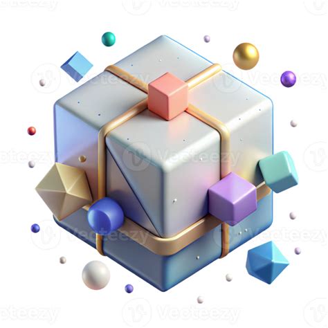 Dramatic Vintage Isometric Data Cube Visualization Cutout For Analytics Projects 59142294 Png