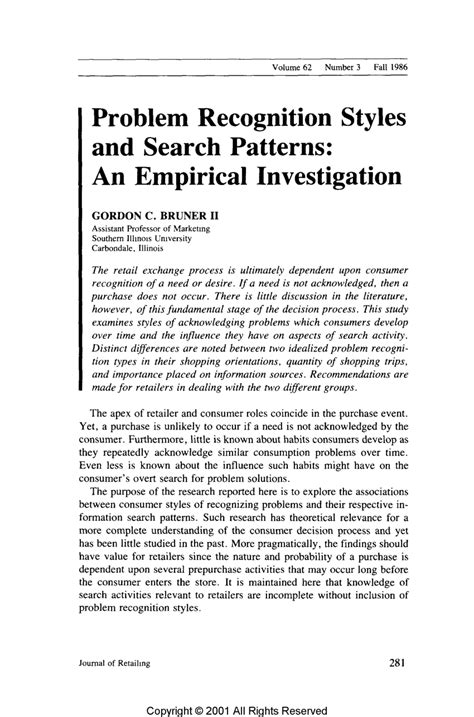 Pdf Problem Recognition Styles And Search Patterns An Empirical Investigation
