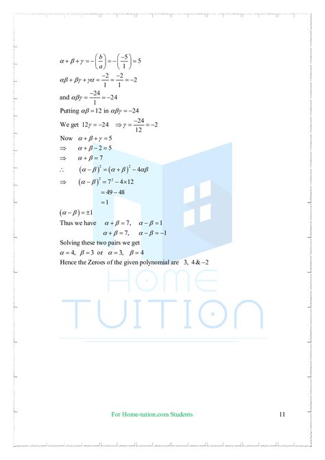 Important Questions For Class 10 Maths Chapter 2 Polynomials With Solutions
