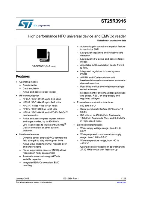 St25r3916 St25r3916 1 High Performance Nfc Universal Device And Emvco Reader Stmicroelectronics