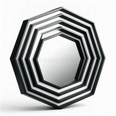 Pentagon Mirror With A Geometric Black Frame And Angular Edgs F Stock Illustration