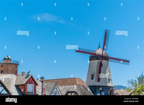 Solvang Windmill In The Danish Town A Tourist Attraction Located In