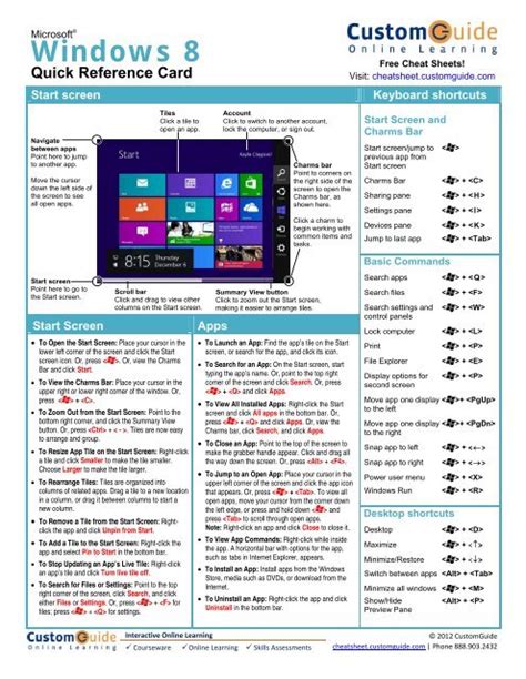 Windows 8 Quick Reference Guide Library Home Page