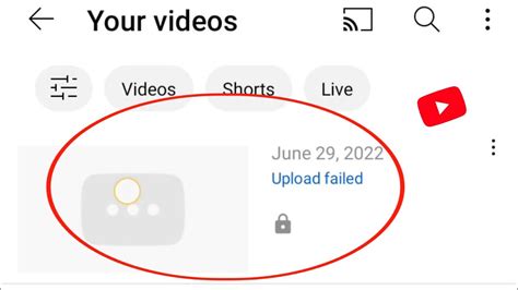 youtube video upload failed upload failed during uploading youtube