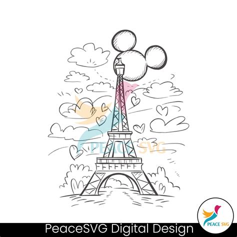 Retro Mickey Mouse Ears Eiffel Tower SVG Instant Download PeaceSVG