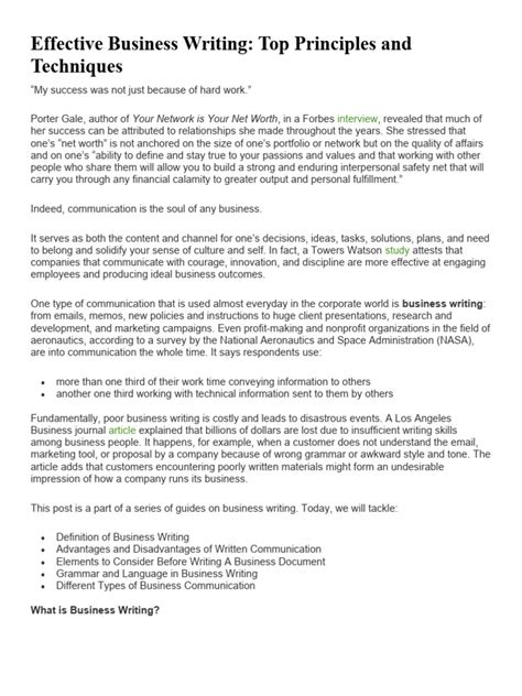 Effective Business Writing Techniques Pdf Communication Social