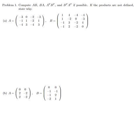 Solved Problem 1 Compute AbbaΛtbt And BtΛt If Possible