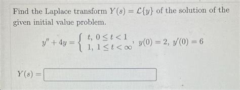 Solved Find The Laplace Transform Y S L Y Of The Solution Chegg