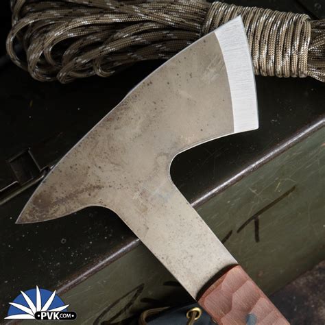 John Gray Tomahawk Greytanium Textured Brown Micarta Black Kydex