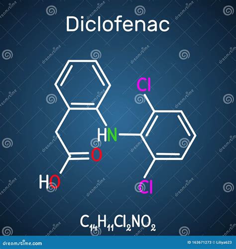 Diclofenac Molecule Is A Nonsteroidal Anti Inflammatory Drug Nsaid Drug Structural Chemical