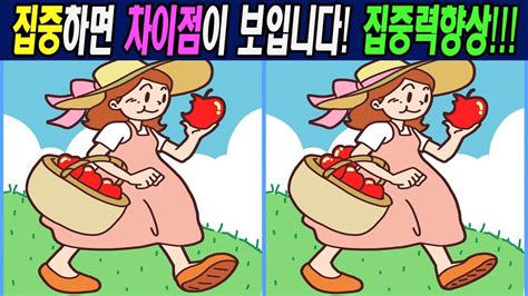 다른그림찾기 🍎90초이내 재밌는 퍼즐퀴즈 집중력 향상🎵 Find Difference Game 두뇌운동 틀린그림찾기두뇌훈련 176 Youtube