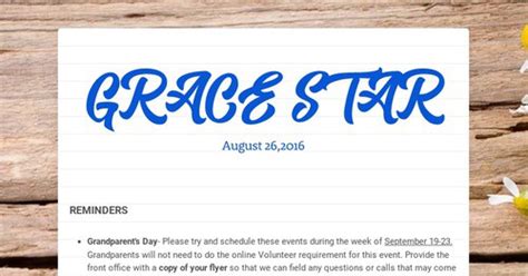 Grace Star Smore Newsletters