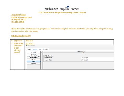 Cyb 210 Network Configuration Scavenger Hunt Jacqueline Chapa Cyb 210 Network Configuration