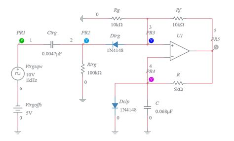 Copy Of Comparator Operational Amplifier Monostable Multivibrator Multisim Live