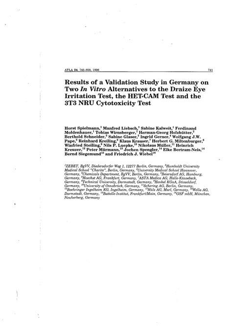 Pdf A National Validation Project Of Alternative Methods To The Draize Rabbit Eye Test