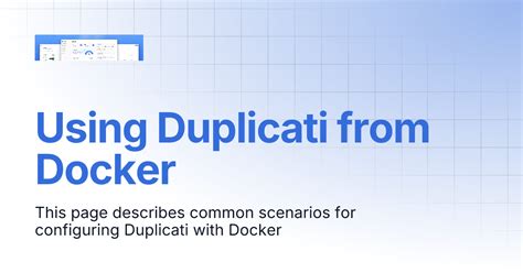 Using Duplicati From Docker Duplicati