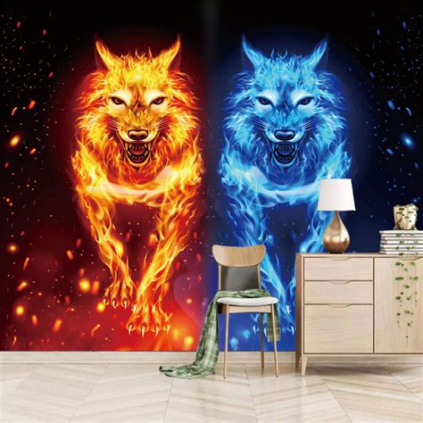 Water Wolf And Fire Wolf