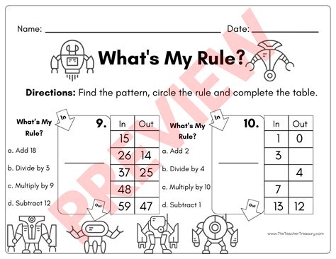 Function Machines What S My Rule Input And Output Tables Robot Theme