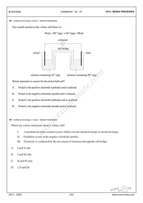 Redox Reaction Past Paper Questions Igcse Chemistry Pdf