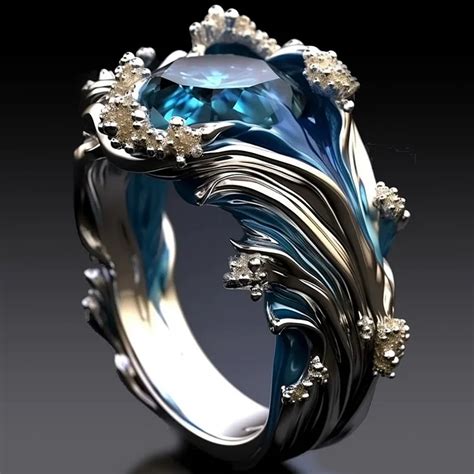 Vintage Ocean Wavy Crystal Ring Sophie Gems