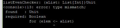 Function Checking For Evens On A List And Getting A Type Mismatch In