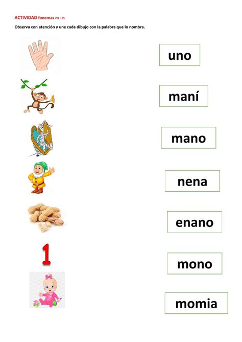 Palabras con fonemas m - n worksheet | Words, Word search puzzle, Worksheets