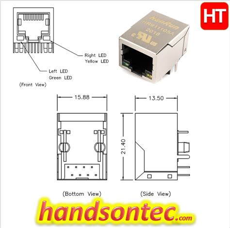Hr911105a Rj45 Socket With Magnetic And Led Indicator Handson Tech