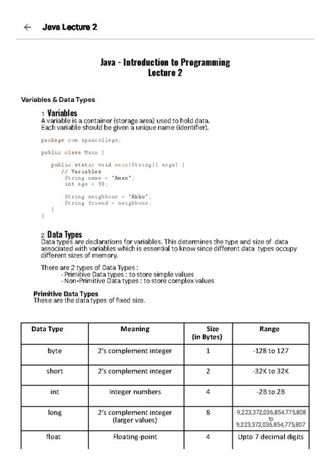 Java Lecture 2 Java By Apna College Java Introduction To Programming Lecture 2 Variables