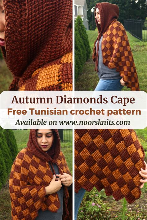 Crochet Cape Pattern Free Autumn Diamonds Cape Noors Knits Crochet
