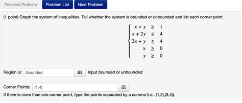 Solved Previous Problem Problem List Next Problem 1 Point
