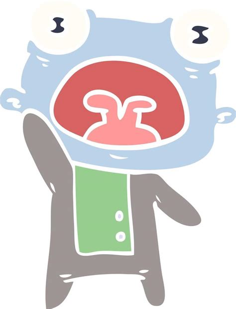 Flat Color Style Cartoon Weird Alien Waving 12207298 Vector Art At Vecteezy