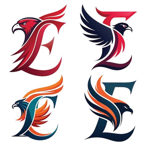 Premium Vector Letter E With Eagle Wings Logo Letter E Logos Set