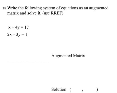 Answered 18 Write The Following System Of Bartleby