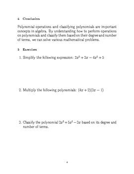 Exploring Polynomial Operations And Classification TPT