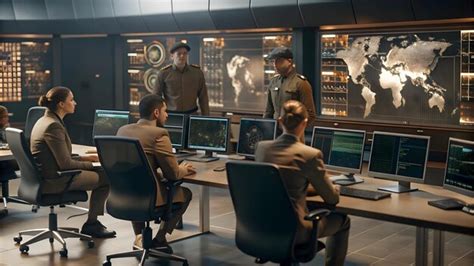 Cuttingedge 3d Ai Enhanced Cybersecurity Command Center Concept With Holographic Data Displays