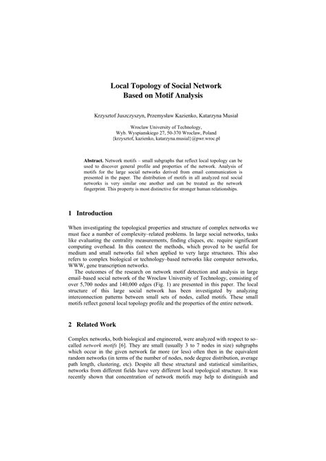 Pdf Local Topology Of Social Network Based On Motif Analysis