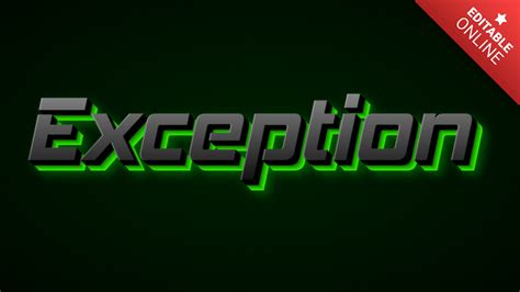 Exception Green Light 3d Text Effect Generator