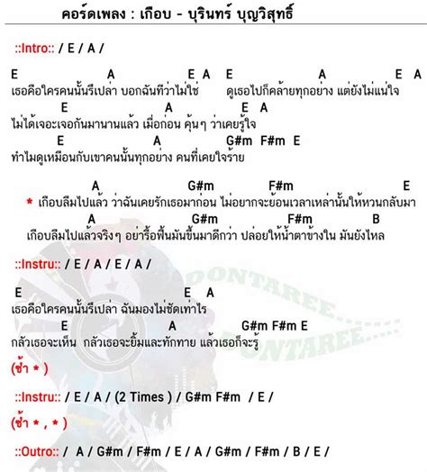 คอร์ดเพลง เกือบ บุรินทร์ Groove Rider เกือบ คอร์ด ง่ายๆ เพลงกีตาร์ หนังสือ