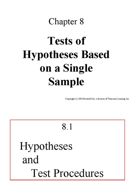 Tests Of Hypotheses Based On A Single Sample Pdf Statistical Hypothesis Testing Type I And