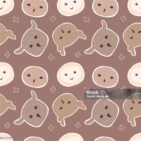 아이 문구 디자인 및 의류 올빼미와 도트 귀여운 다채로운 조류 완벽 한 패턴입니다 올빼미의 벡터 일러스트 레이 션은 갈색 바탕에 머리 0명에 대한 스톡 벡터 아트 및 기타