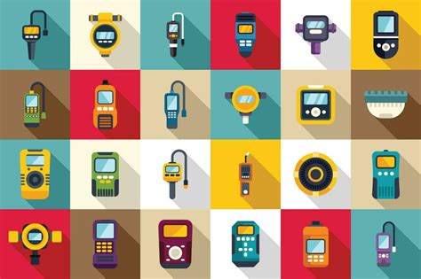 Gas Detector Icons Set Flat Vector Meter Instrument 36590804 Vector
