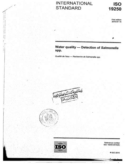Iso Salmonella Water Pdf