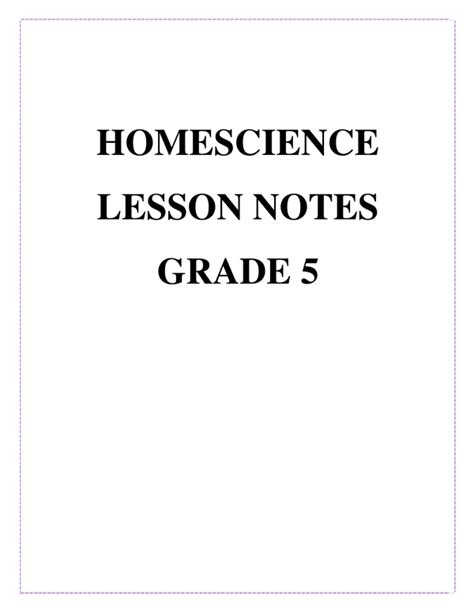 Grade 5 Home Science Notes Elimplex