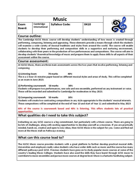Music Igcse 2021 Ok Download Free Pdf Learning Cognition