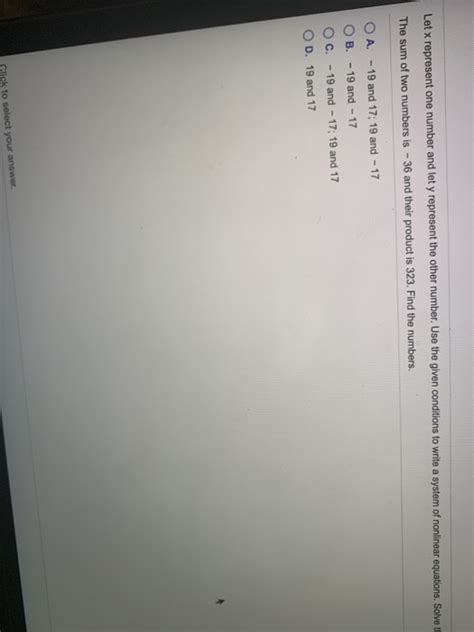 solved let x represent one number and let y represent the