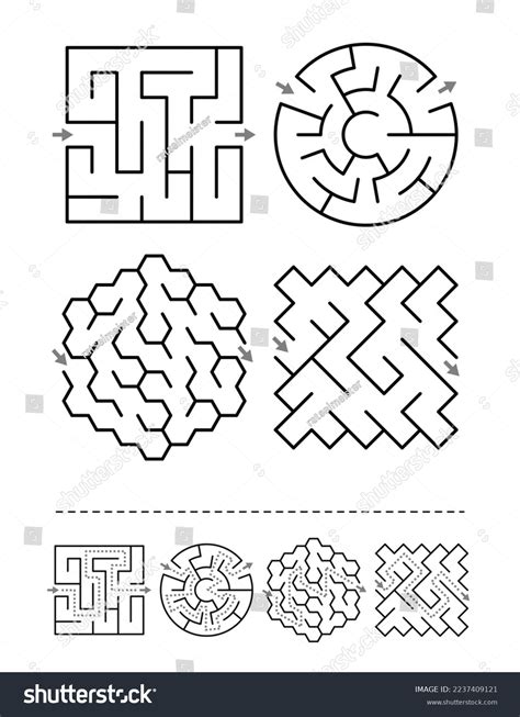 Four Mini Maze Games Various Styles Stock Illustration 2237409121 Shutterstock