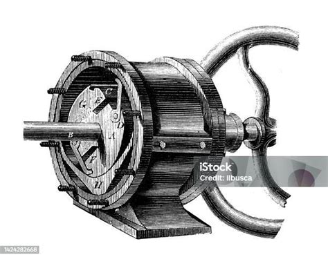 골동품 삽화 응용 역학 증기 구동 회전 기계 터너 19세기에 대한 스톡 벡터 아트 및 기타 이미지 19세기 19세기 스타일 강철 Istock